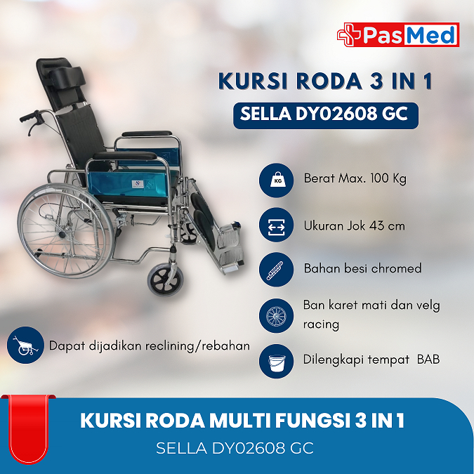 Jual Kursi Roda 3in1 bisa BAB rebahan dan selonjoran | Shopee Indonesia