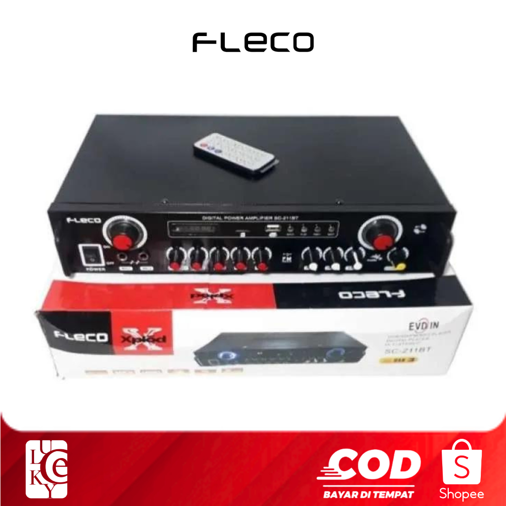 Jual Amplifier FLECO SC-211BT Bluetooth Stereo Karaoke + Mp3 player ...