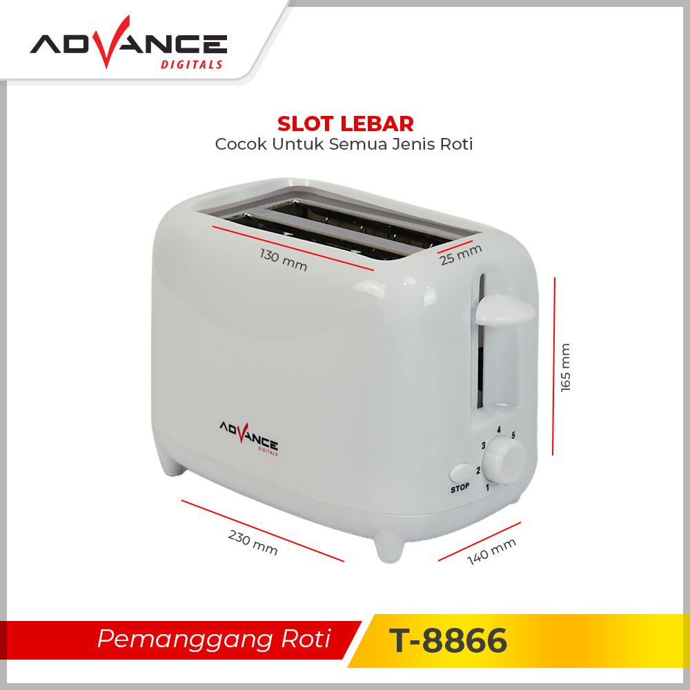 Jual ADVANCE Toaster TOS-T8866 Pemanggang Roti Sandwich 2 Slot ...