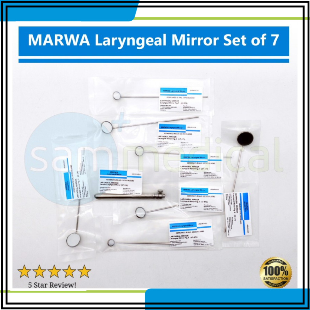 Jual MARWA Laryngeal Mirror set of 7 / Kaca Laring SET / Mirror Dental ...