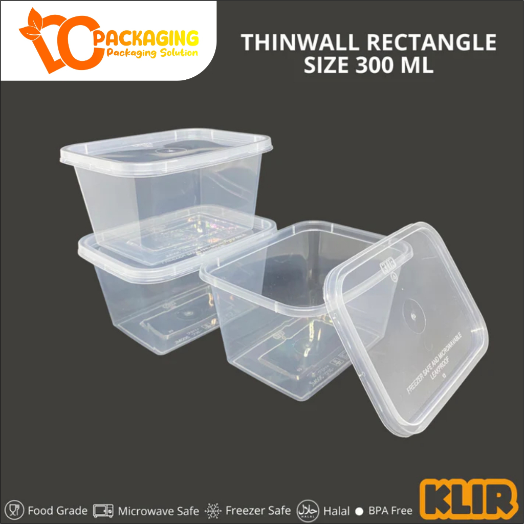 Jual Thinwall Klir Rectangle 300ml Kotak Plastik Kotak Makan 25