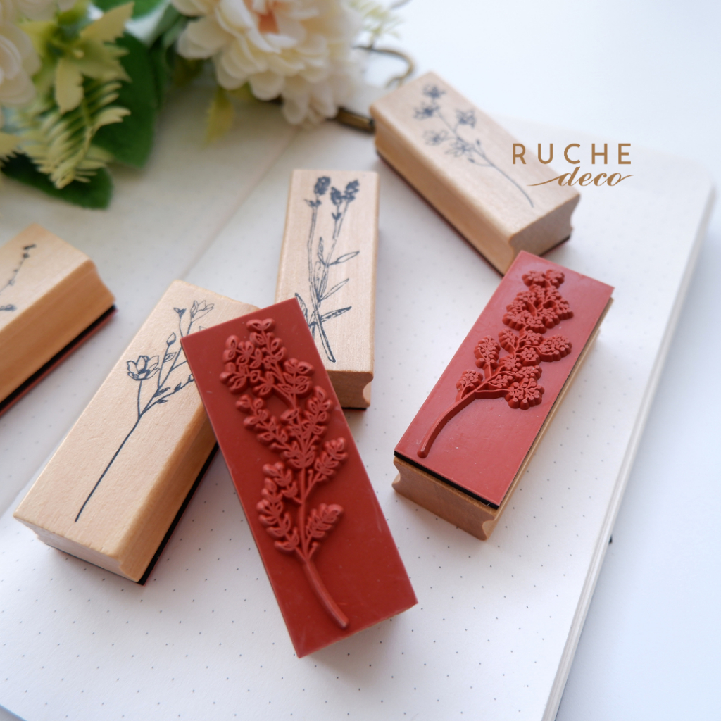 Jual RUCHE DECO - Flower Stamps - Wooden Rubber Flower Stamps Garden ...