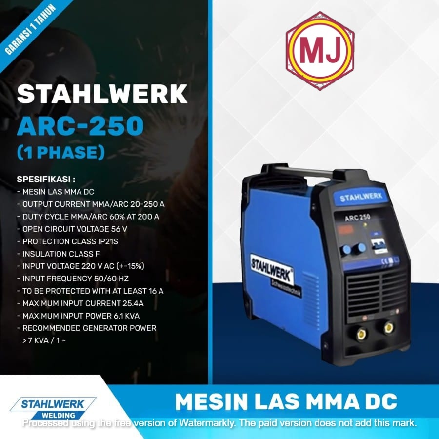 Jual Stahlwerk Arc-250, 1 Phase Mesin Las DC MMA 250A | Shopee Indonesia