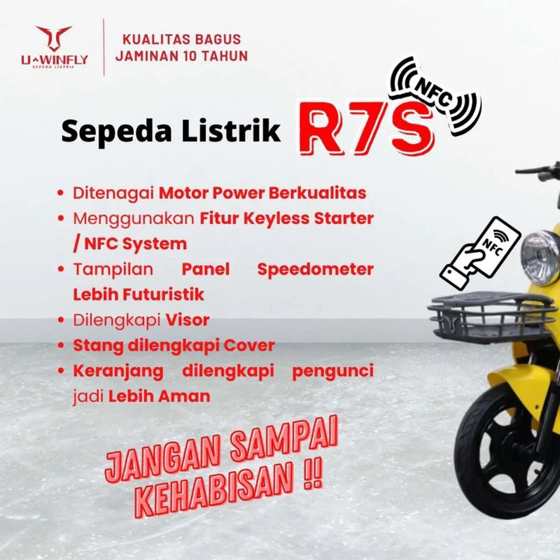 Jual sepeda listrik uwinfly redfish 7s/ r7s | Shopee Indonesia