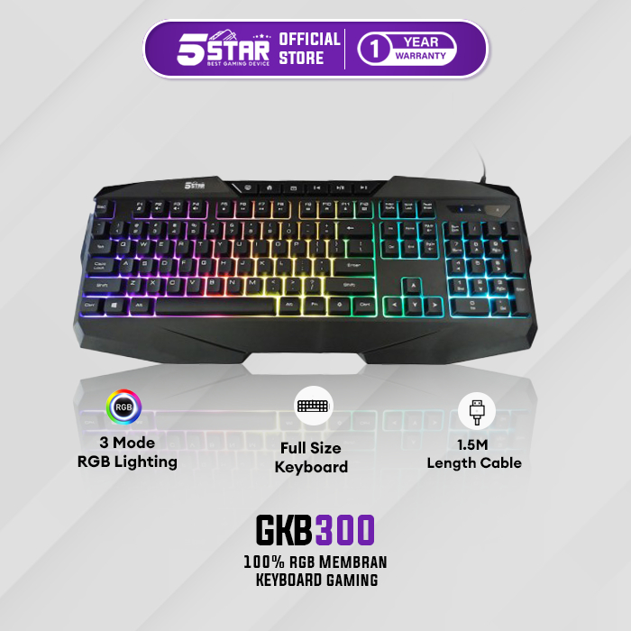 Jual 5Star GKB300 Keyboard Gaming Membrane Full Key Membrane Keyboard ...