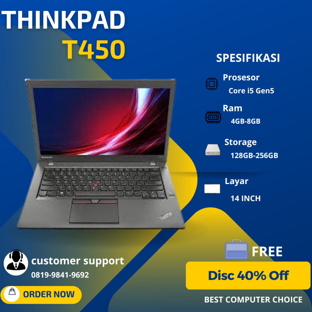 Jual Laptop lenovo thinkpad T450 core i5 Gen5 Ram 8GB Ssd 256GB Murah Meriah | Shopee Indonesia