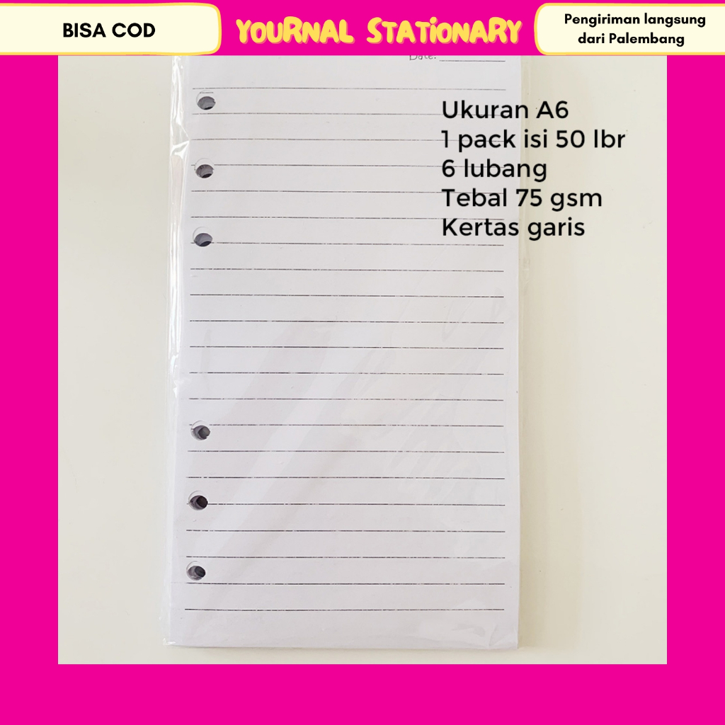 Jual Loose Leaf A6 Isi Kertas Binder Kertas File A6 6 Ring B5 Bergaris Polos Grid Kotak Dot ...