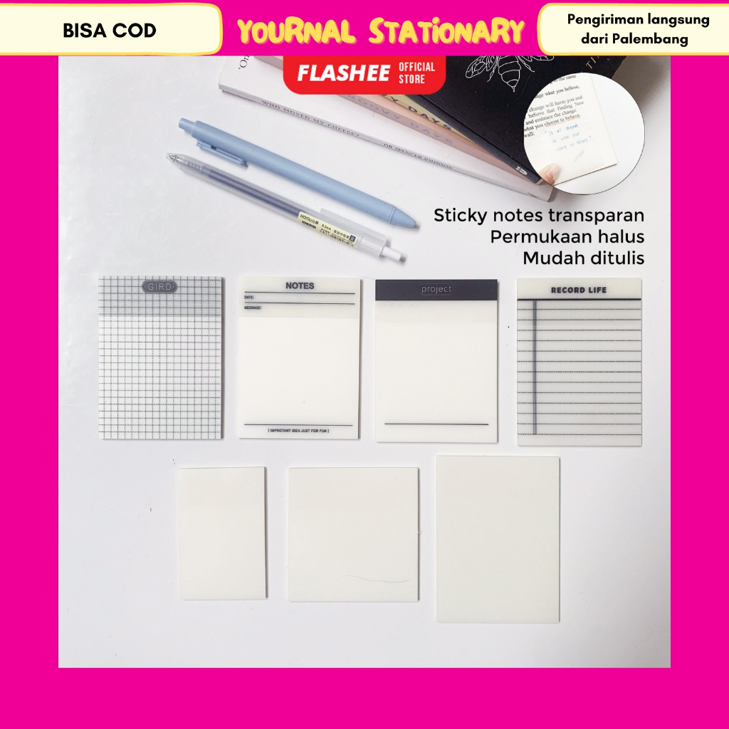 Jual Sticky Notes Flashee Transparan Anti Air Memo Bening Tahan Air ...