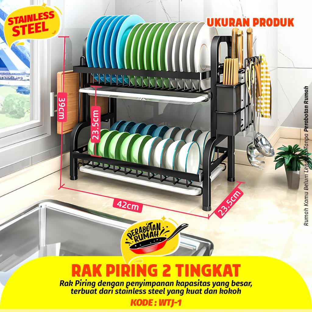Jual PERABOTAN RUMAH Rak Dapur Rak Piring Multifungsi 2 Susun Bahan ...
