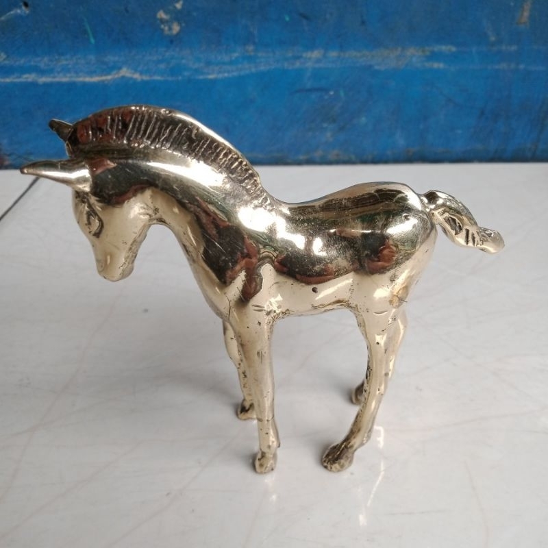Jual Miniatur Kuda Poni Bahan Kuningan Warna Kuning Keemasan | Shopee ...