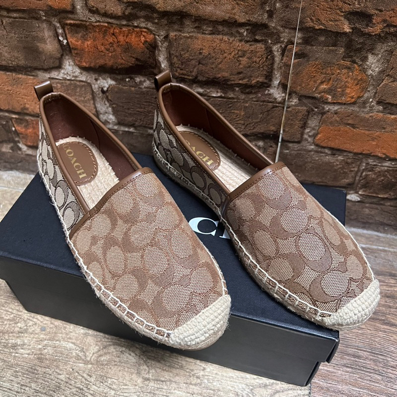 Jual Sepatu Coach CG629 Codi Signature Jacquard Espadrille Khaki Saddle ...