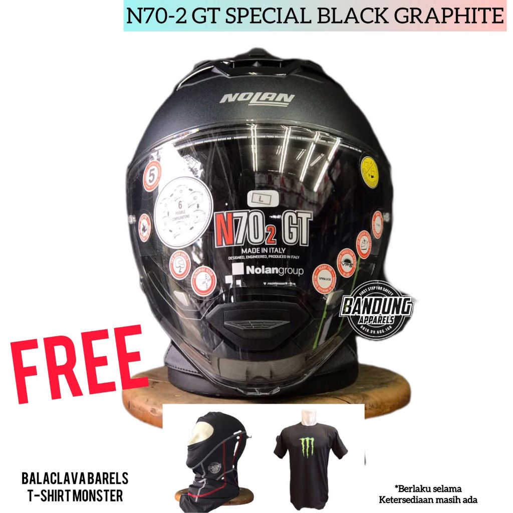 Jual Helm Full Face Helm Half Face Nolan N702 GT Black Graphite Black ...