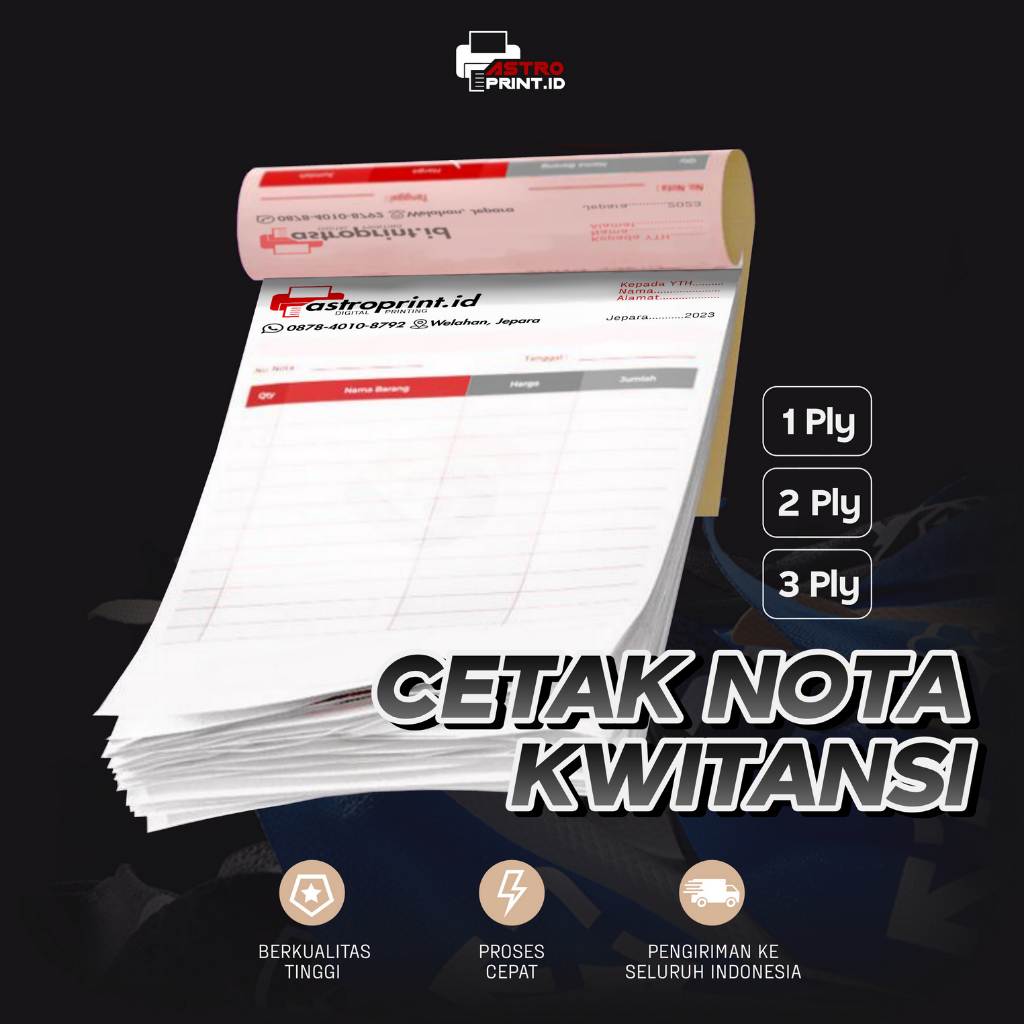 Jual Cetak Nota / Kwitansi / Invoice 1/4. A6. 1/3. A5. Custom. Free ...
