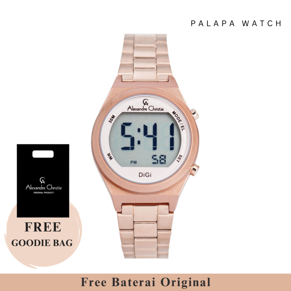 Jual Jam Tangan Wanita Alexandre Christie AC 9385 Digital Rantai ...