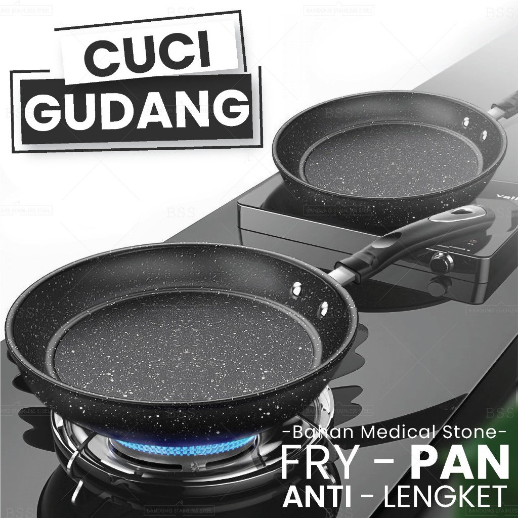 Jual Fry Pan Teflon Anti Lengket Wok Batu Medis 22cm 25cm 28cm Frypan ...