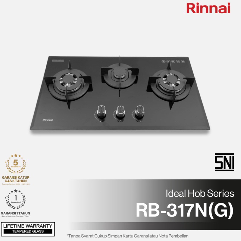Jual Kompor gas tanam built-in gas hob 3 tungku RINNAI RB-317N G RB317NG | Shopee Indonesia