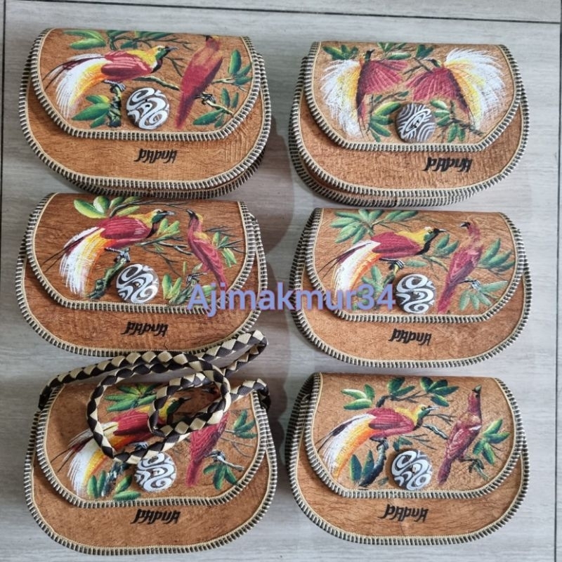 Jual Tas kulit kayu lukis oval / Tas wanita selempang/ Tas lantung/ Tas ...