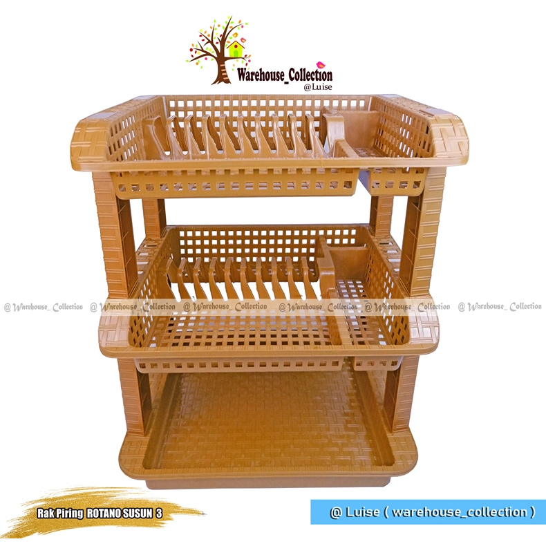 Jual RAK PIRING 3 SUSUN/ RAK SUSUN 3 ROTANO BROWN//RAK PIRING ANYAM ...