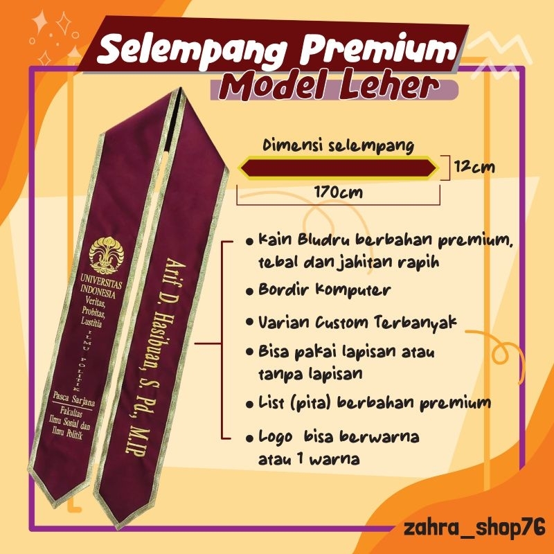 Jual SELEMPANG LEHER WISUDA PREMIUM (2 Lapis Bludru) | Shopee Indonesia
