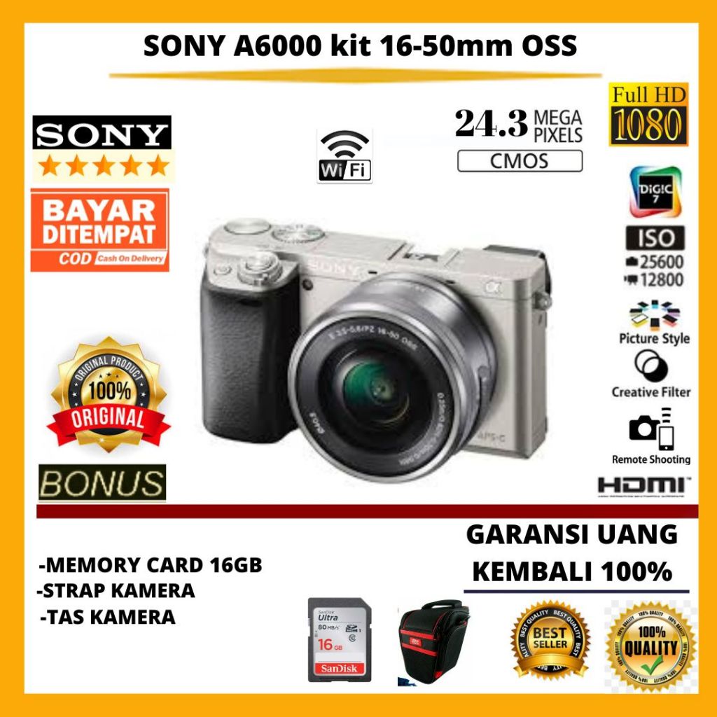 Jual Sony A6000 Kit 16-50mm f3.5-5.6 OSS | Shopee Indonesia