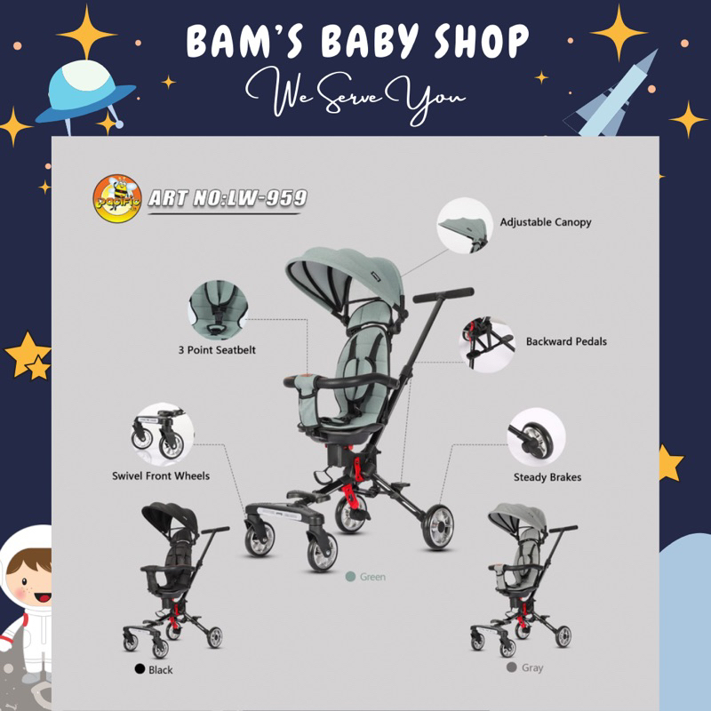 Jual [FREE BUBBLEWRAP] BAMS TERMURAH STROLLER LW 979-1 959 112 003 ...