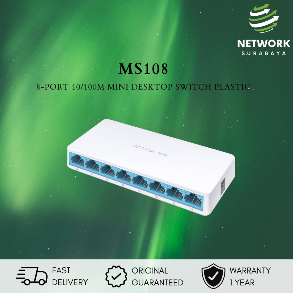 Jual MERCUSYS MS108 8-Port 10/100Mbps Desktop Switch | Shopee Indonesia