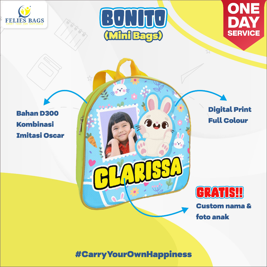 Jual [1 HARI JADI] Mini Bag CUTE RABBIT Custom Nama + Foto | Tas Ransel ...