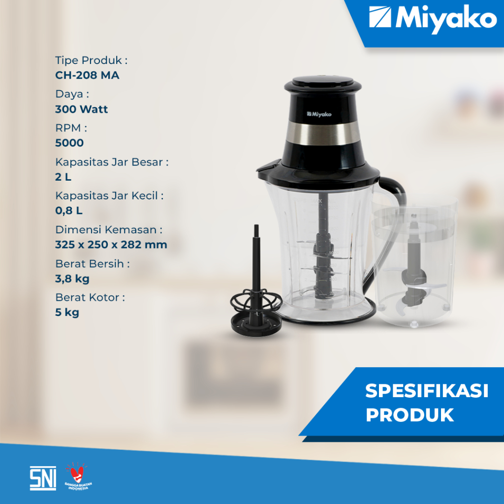 Jual CHOPPER MIYAKO CH 208 MA BAHAN PLASTIK ANTI PECAH | Shopee Indonesia