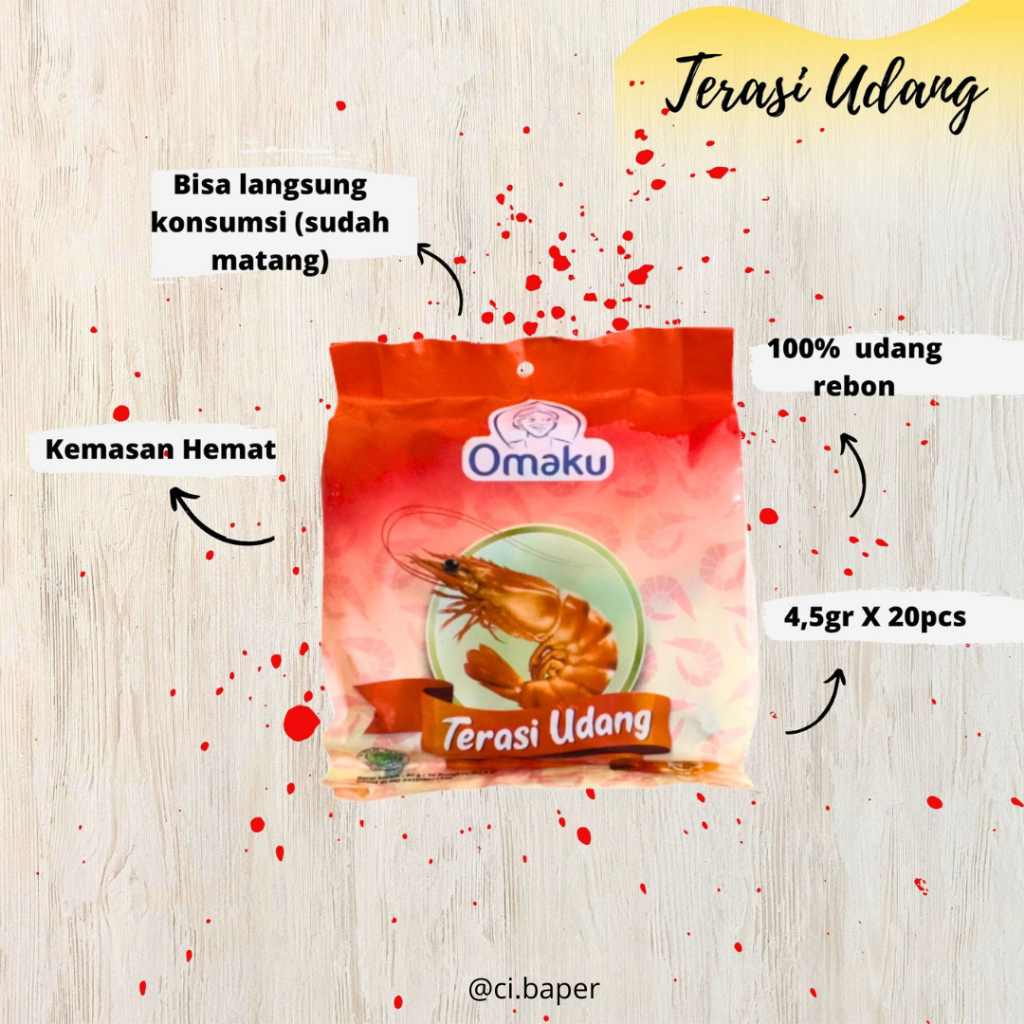 Jual Omaku terasi udang / terasi sachet 4,5gram X 20pcs | Shopee Indonesia