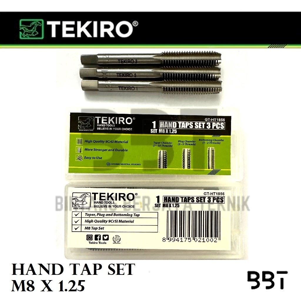 Jual Tekiro Hand Tap M8x1.25 / Hand Tap Set M8 x 1.25 / Pembuat Drat M8 ...