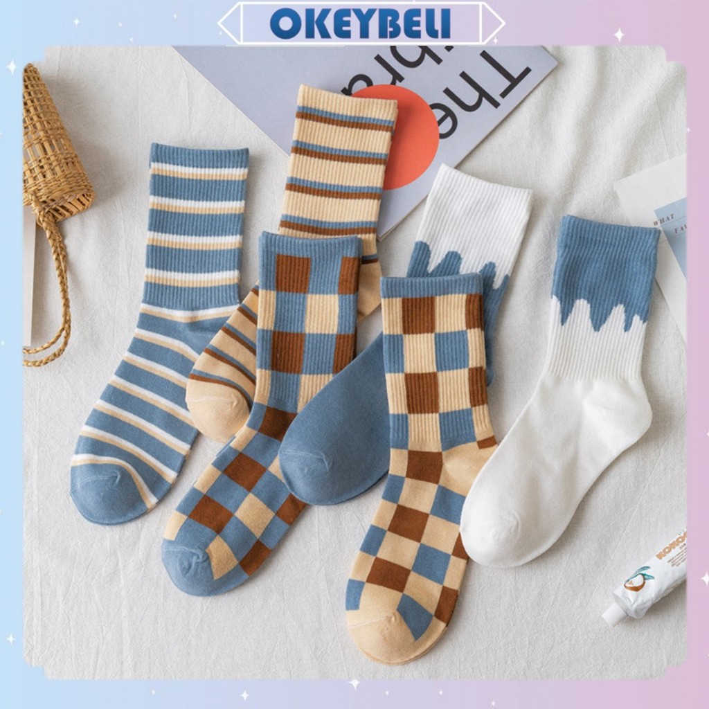 Jual OKEY BELI KK1382 Kaos Kaki Panjang Motif Catur Fashion Korean ...