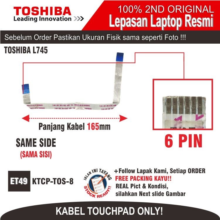 Jual ET49 KTCP-TOS-8 Kabel Konektor Flexy ORI TOUCHPAD 6 PIN TOSHIBA L745 | Shopee Indonesia