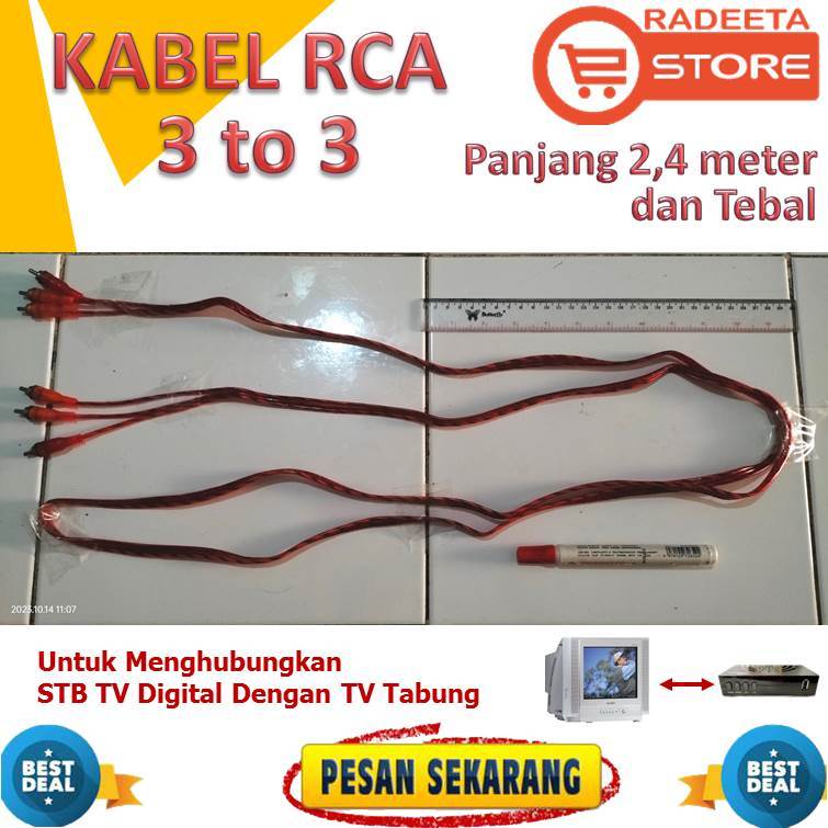 Jual KABEL RCA 1 to 3 PENGHUBUNG STB Android IPTV DENGAN TV TABUNG ...