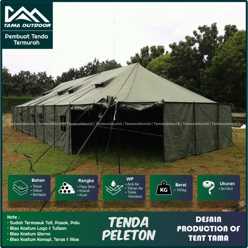 Jual Tenda Peleton Pengungsi Bantuan Posko Bencana Tentara TNI - Regu ...