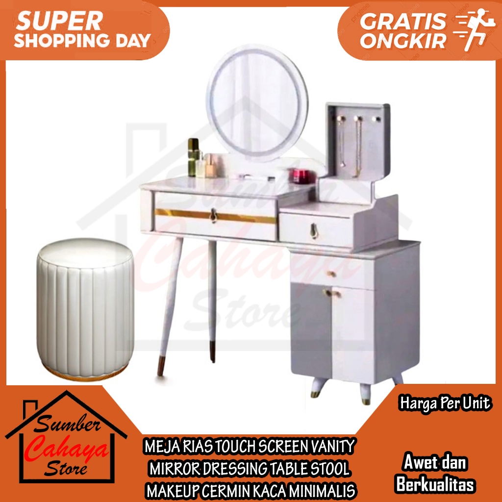 Jual [Instant] MEJA RIAS LED TOUCH SCREEN VANITY MIRROR DRESSING TABLE ...