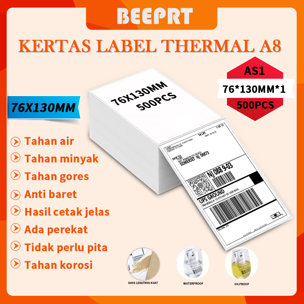 Jual Kertas Thermal 76x130mm 78*100mm Resi Label thermal sticker A8 ...