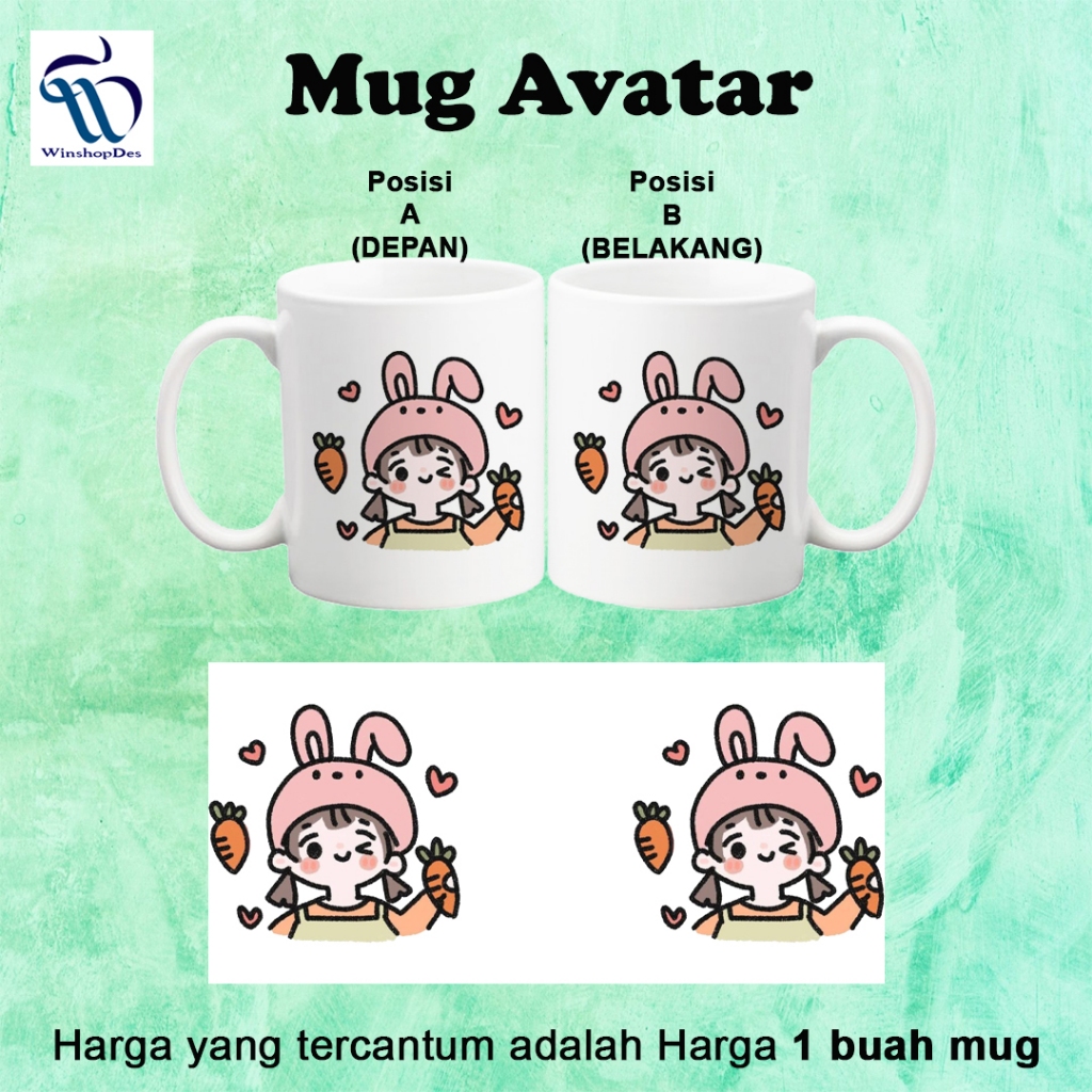 Jual MUG CUSTOM LUCU AVATAR / GELAS CUSTOM / MUG AVATAR (KARIKATUR ...