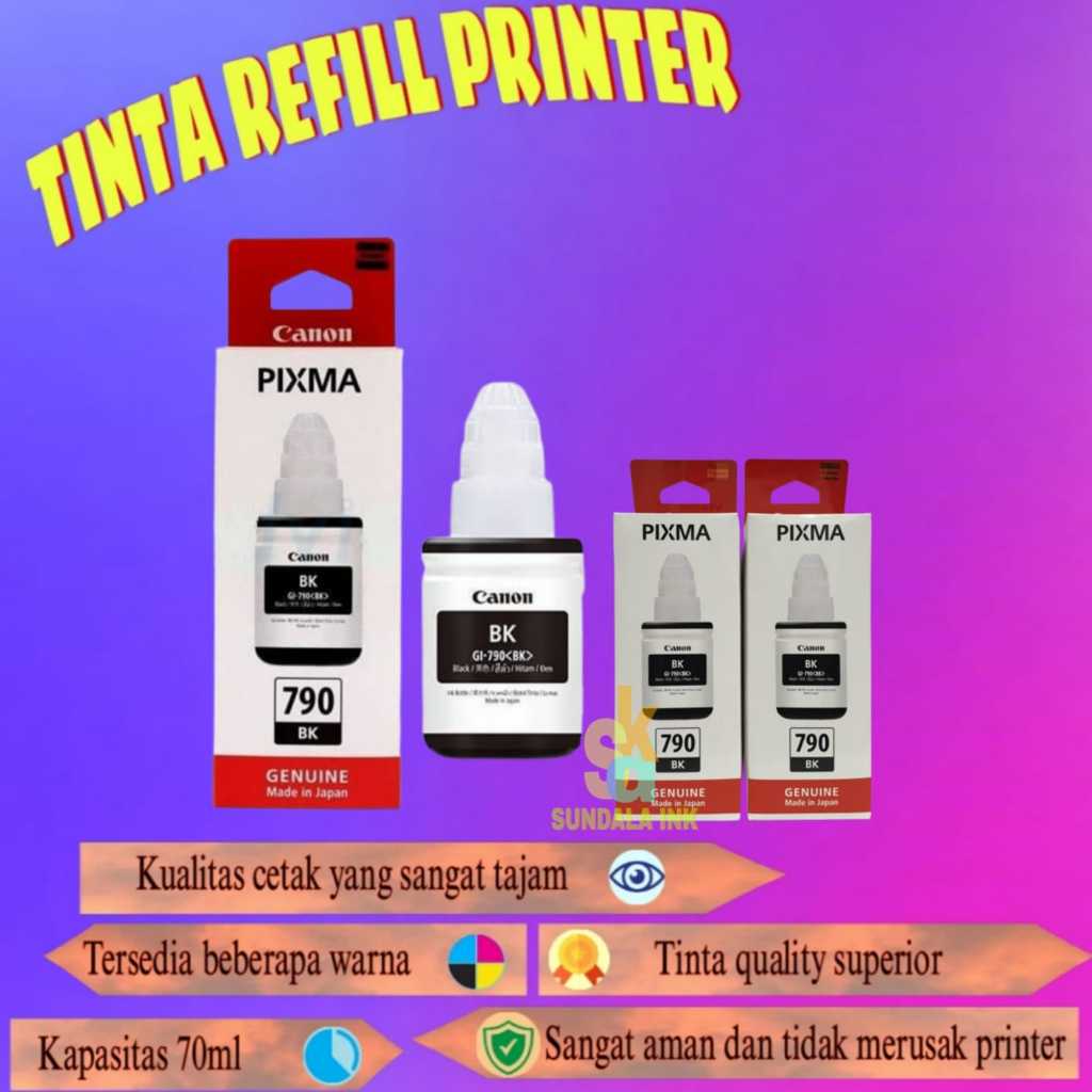 Jual Tinta Canon Gi 790 Black Tipe Printer G4000 G3000 G2000 G1000 ...