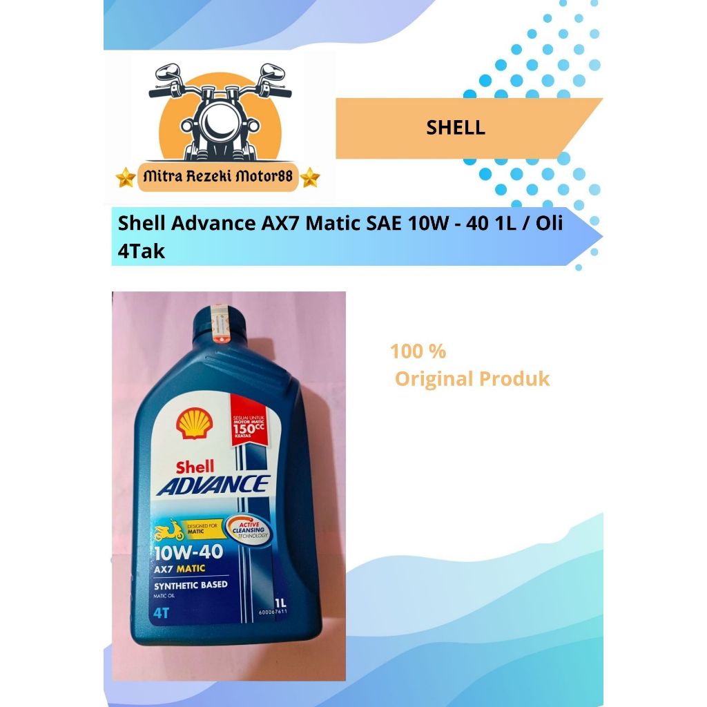 Jual Oli Shell ADVANCE AX7 Matic 10W-40 4T - 1L (100% Original Produk) | Shopee Indonesia