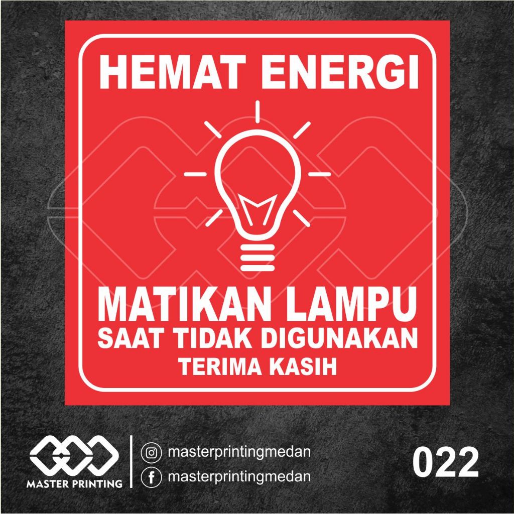 Jual 022 - Stiker Hemat Energi, Matikan Lampu Saat Tidak Digunakan, Tahan Air, Termurah, dan ...