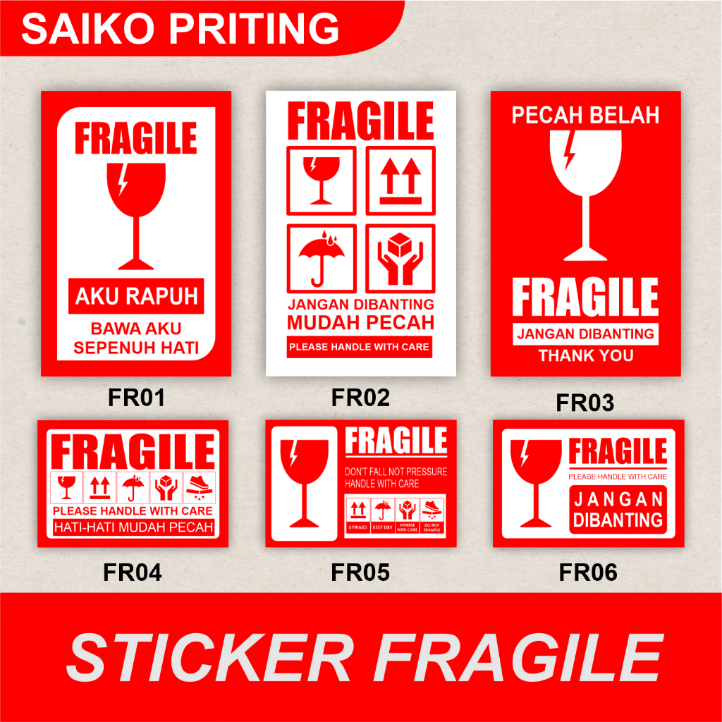 Jual Sticker Fragile Satuan/Sticker Fragile Murah/sticker pecah belah ...