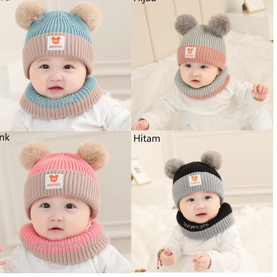 Jual Kupluk anak Kupluk bayi model dua warna hope on you bahan rajut ...