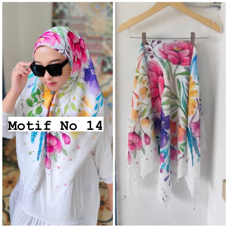 Jual FLOWER BLOSSOM SCRAF || Hijab motif bunga || Hijab segi empat voal ...