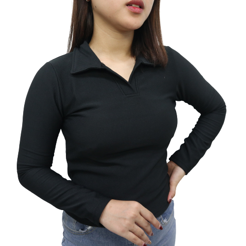 Jual Kaos Kerah Polo Wanita / Polo Shirt Long Sleeve Wanita / Kaos Berkerah Wanita Style Korea ...