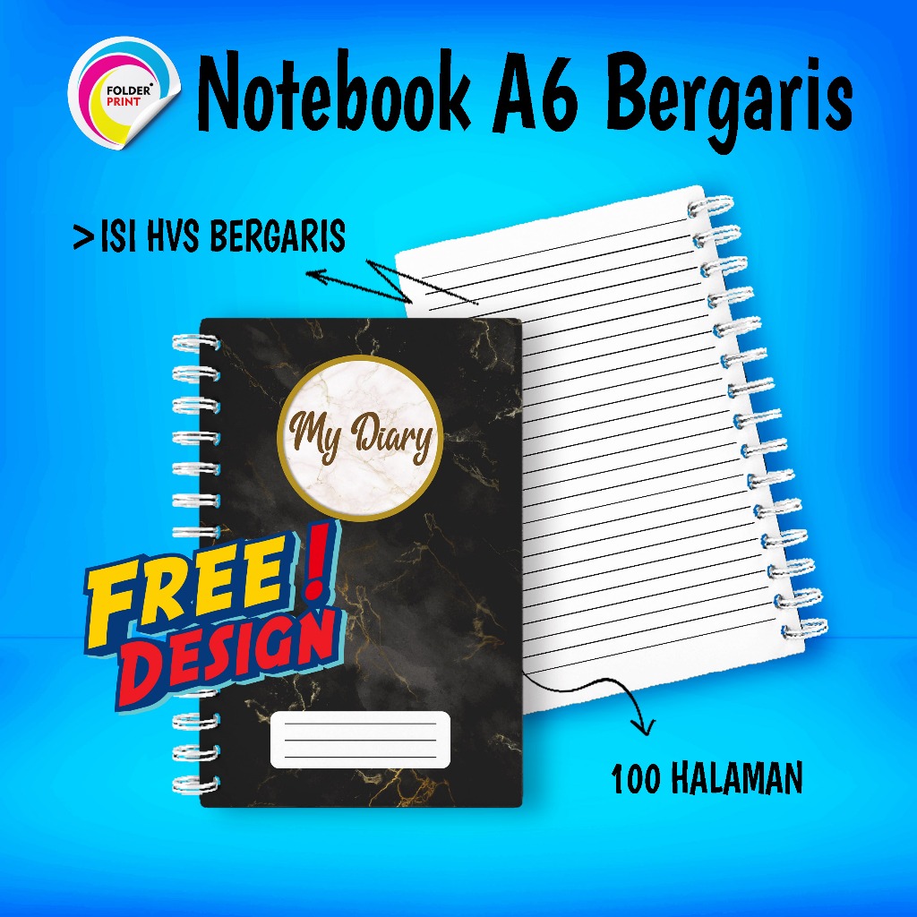 Jual Notes Custom Bergaris Block Note A6 Spiral 100 Halaman | Shopee ...