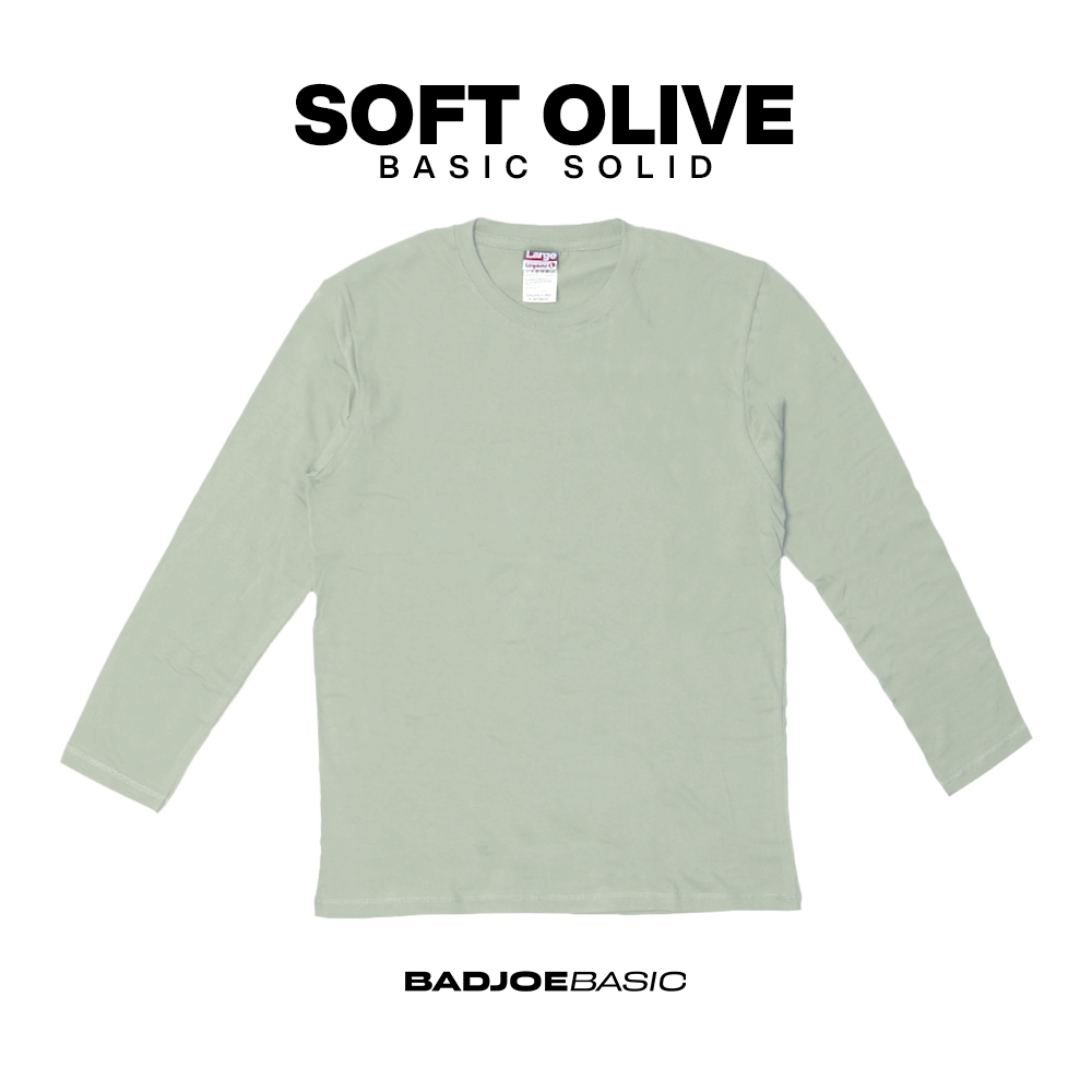 Jual WARNA SOFT OLIVE - Kaos Polos Cotton Premium - Lengan Panjang Pria Wanita - Bikinbadjoe ...