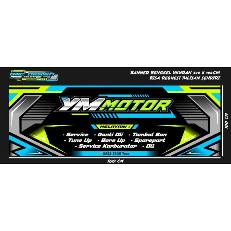 Jual BANNER SPANDUK BENGKEL MOTOR Ukuran 300x100cm (Bisa Request Nama ...