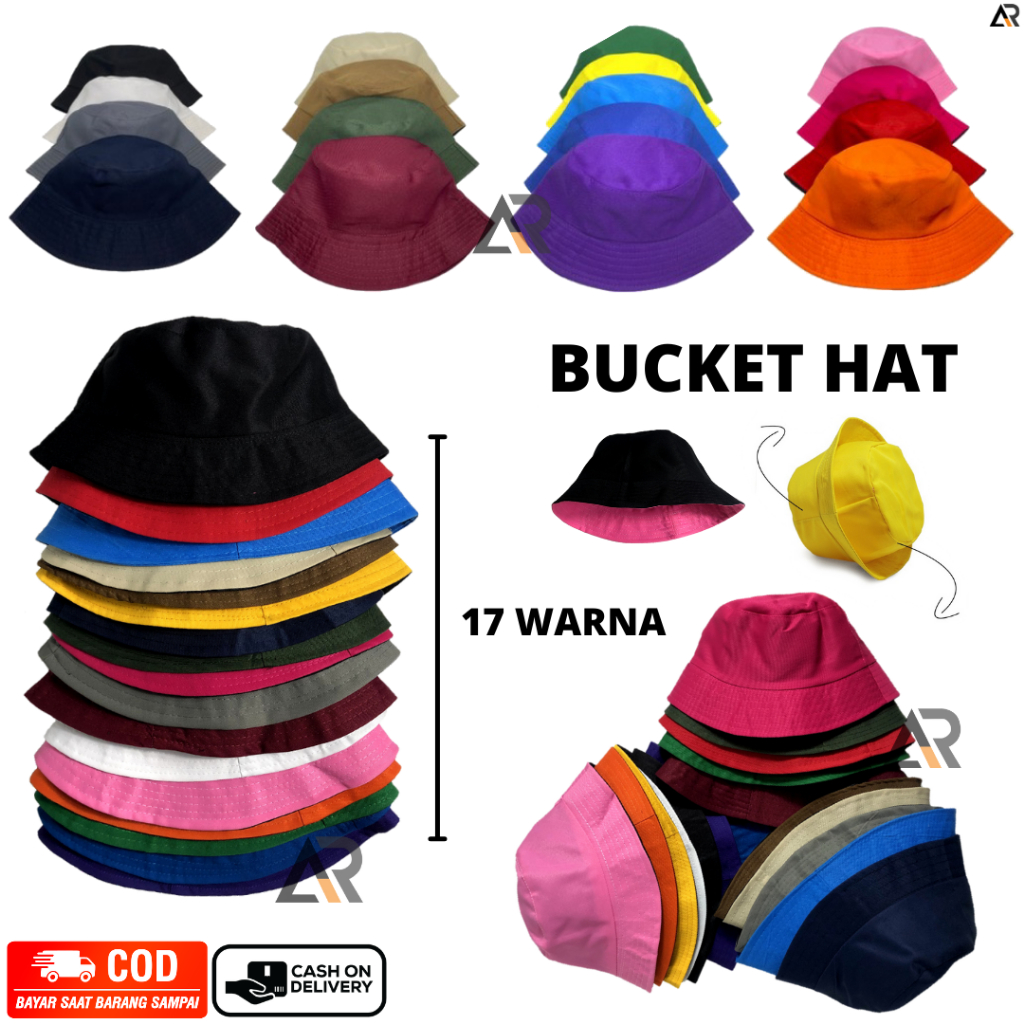 Jual Bucket hat polos ANAK & DEWASA BOLAK BALIK 17 WARNA , BUCKET HAT ...