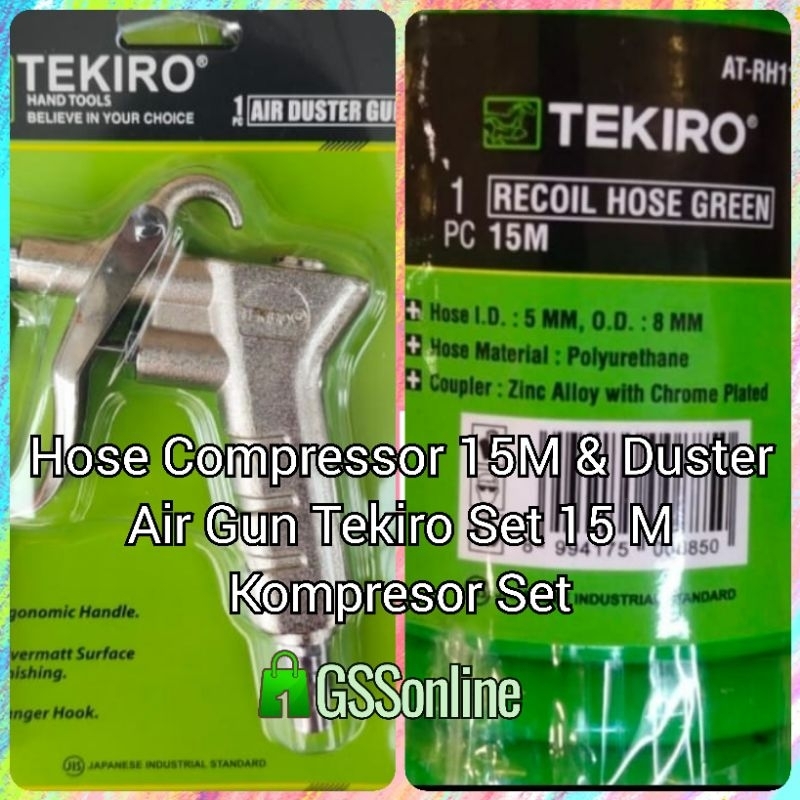 Jual Hose Compressor 15M & Duster Air Gun Tekiro Set 15 M Kompresor Set ...