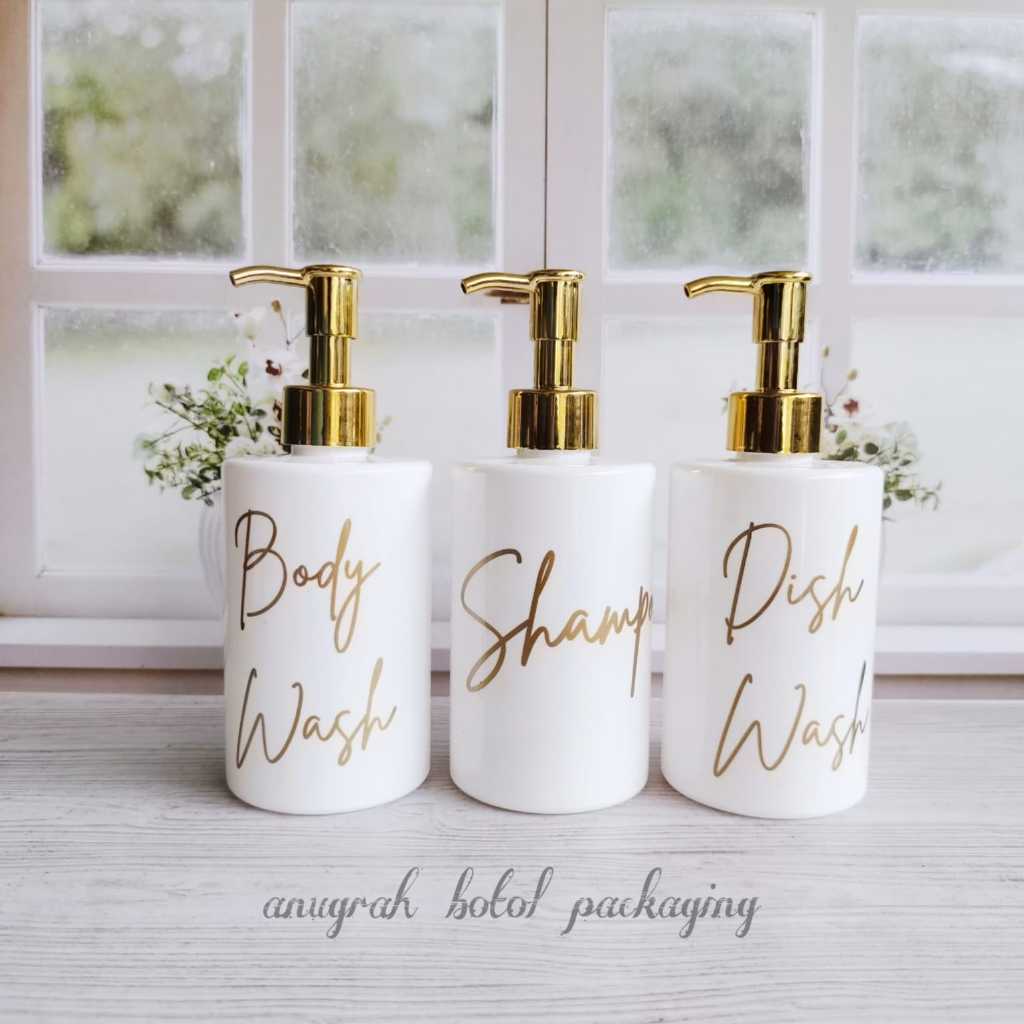 Jual Botol Shampoo / Dispenser Sabun cair 250 ml putih / Lotion / Hand ...